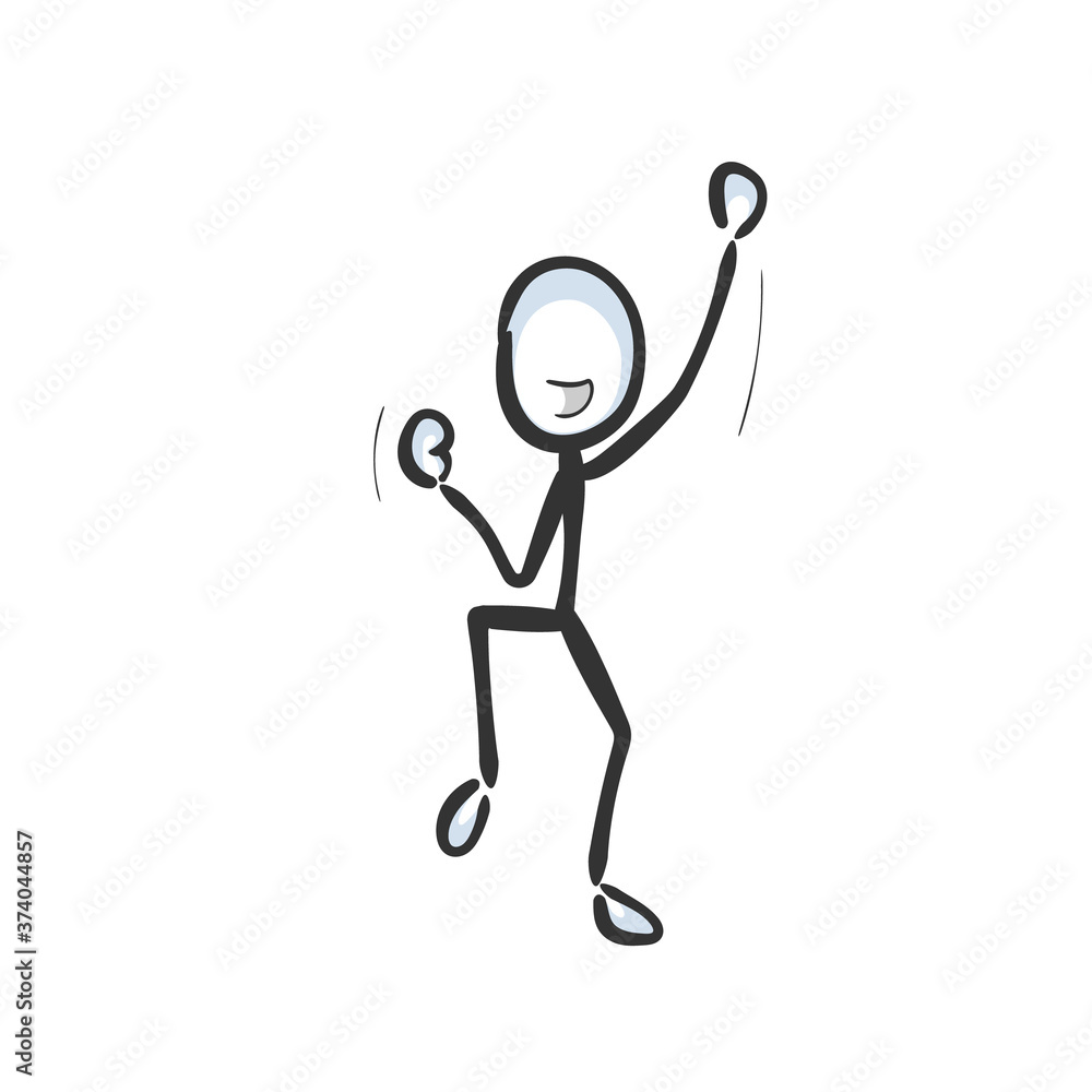 Success. happy man jumping. Winner celebrating. Vector simple victory ...