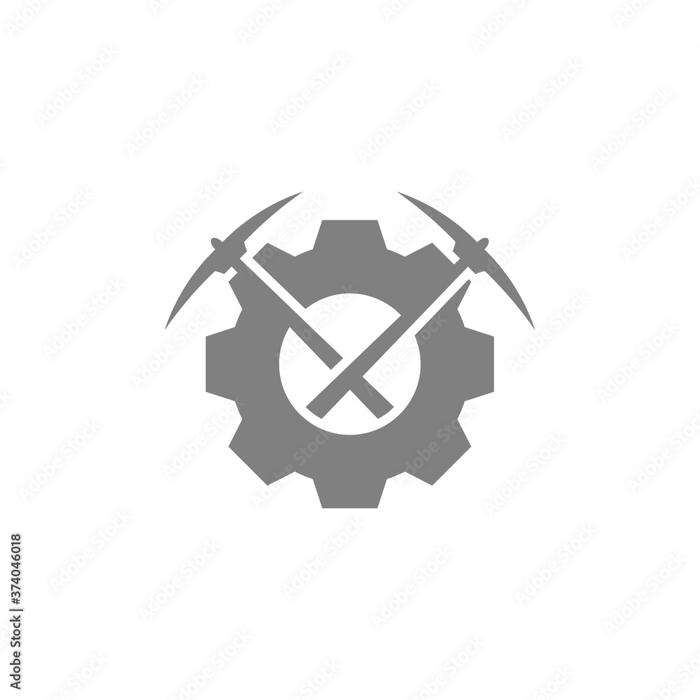 Mining logo template with Gear. Stylish monochrome vector illustration ...