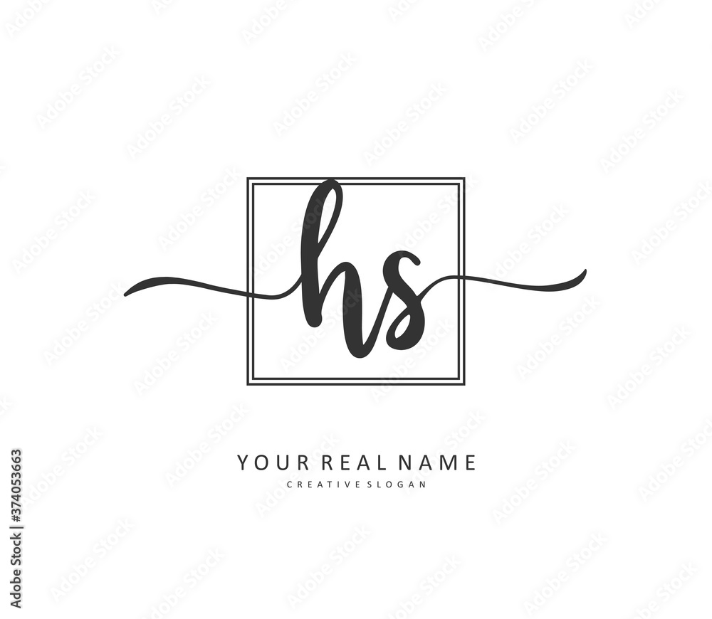 H S HS Initial letter handwriting and signature logo. A concept ...