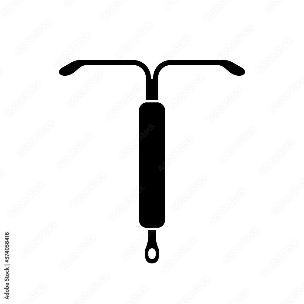 Cutout silhouette Intrauterine device icon. Outline logo of T-shaped ...