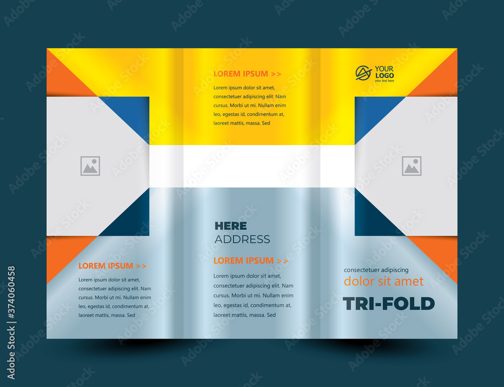 Tri-fold Triangles and Squares theme design template cover brochure ...