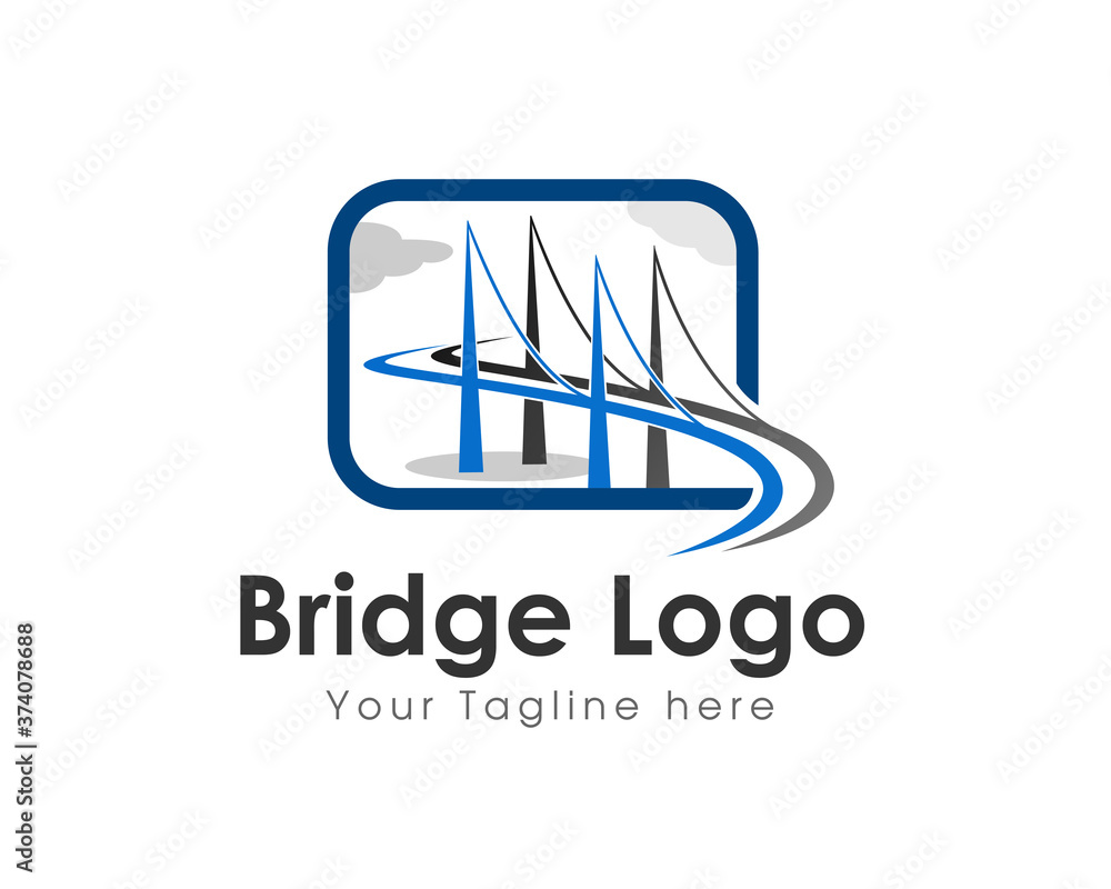 Abstract line bridge drawing art logo symbol design template ...