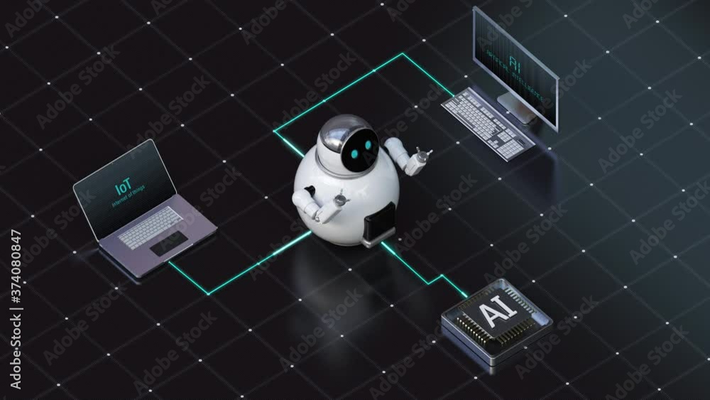 AI robot connects to the computer, cpu ship, IoT Robotic Process ...