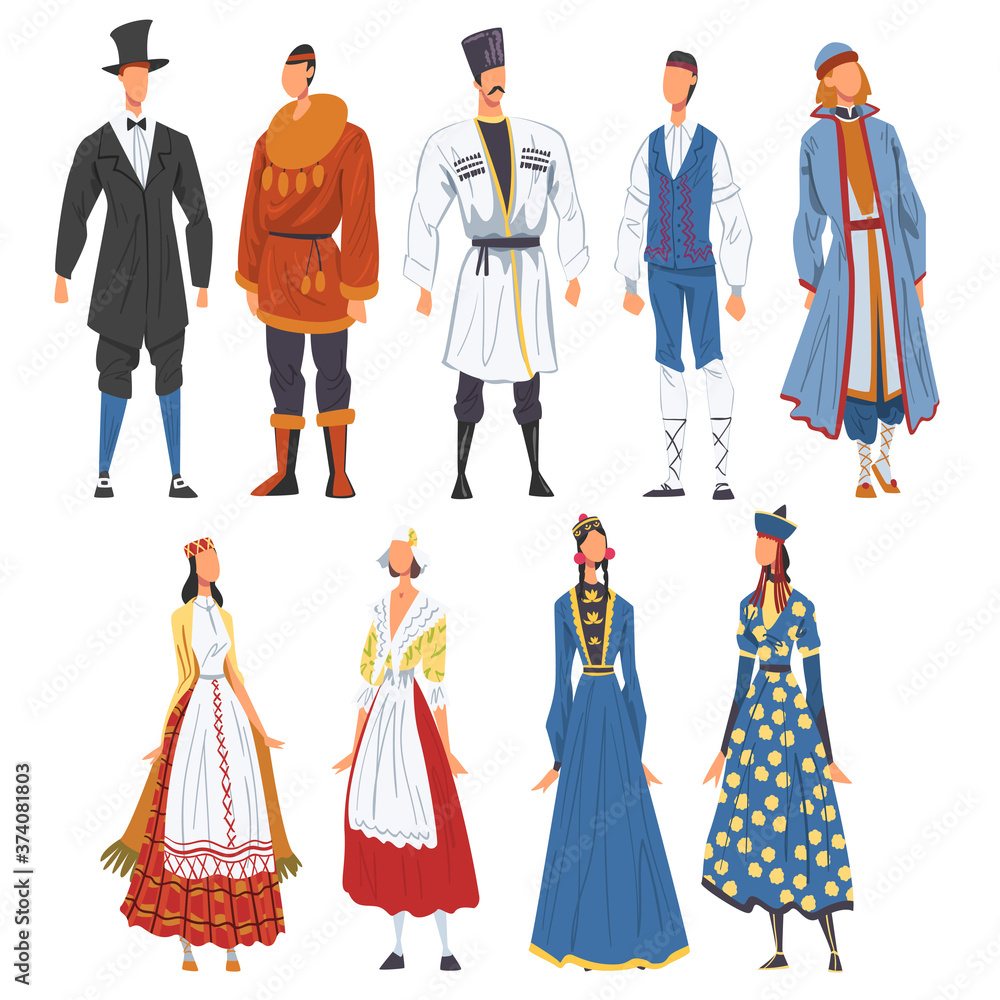 People in National lothing Set, Representatives of Countries in ...