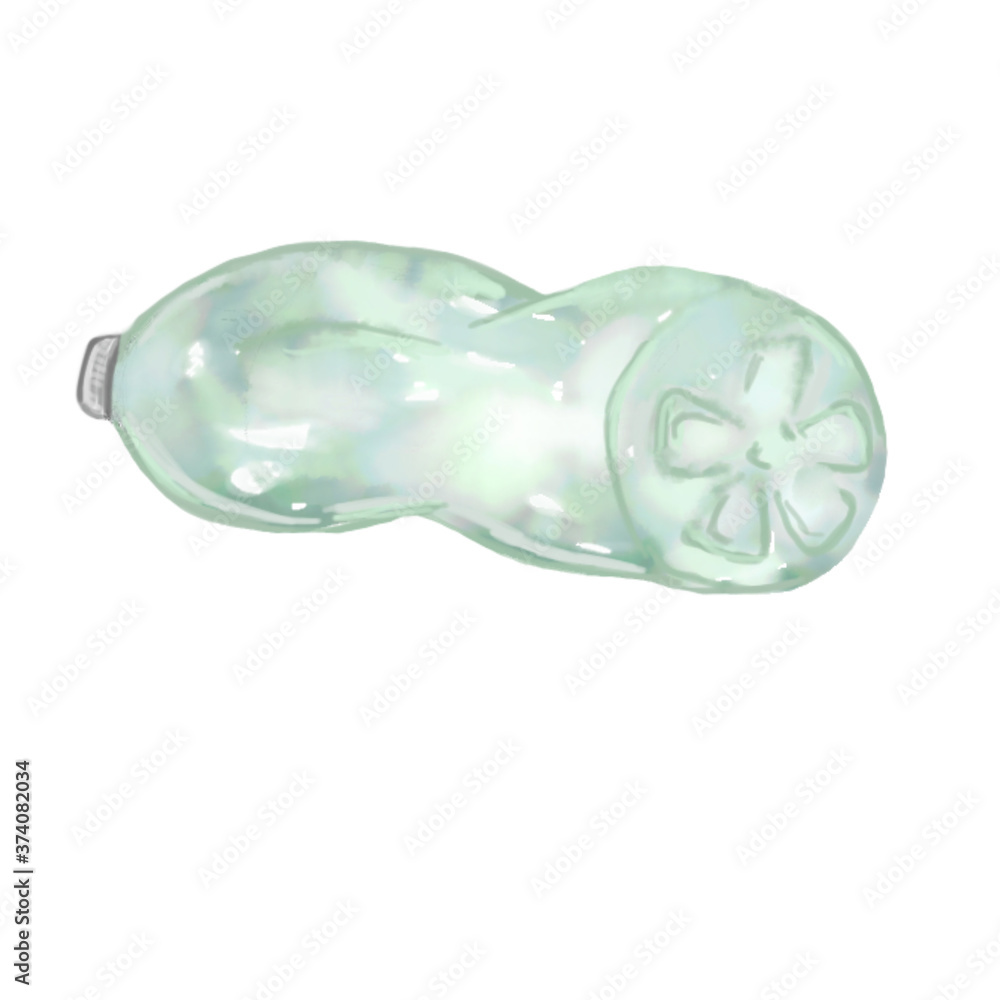 Green plastic bottle trash. Hand drawn watercolor stock illustration of ...