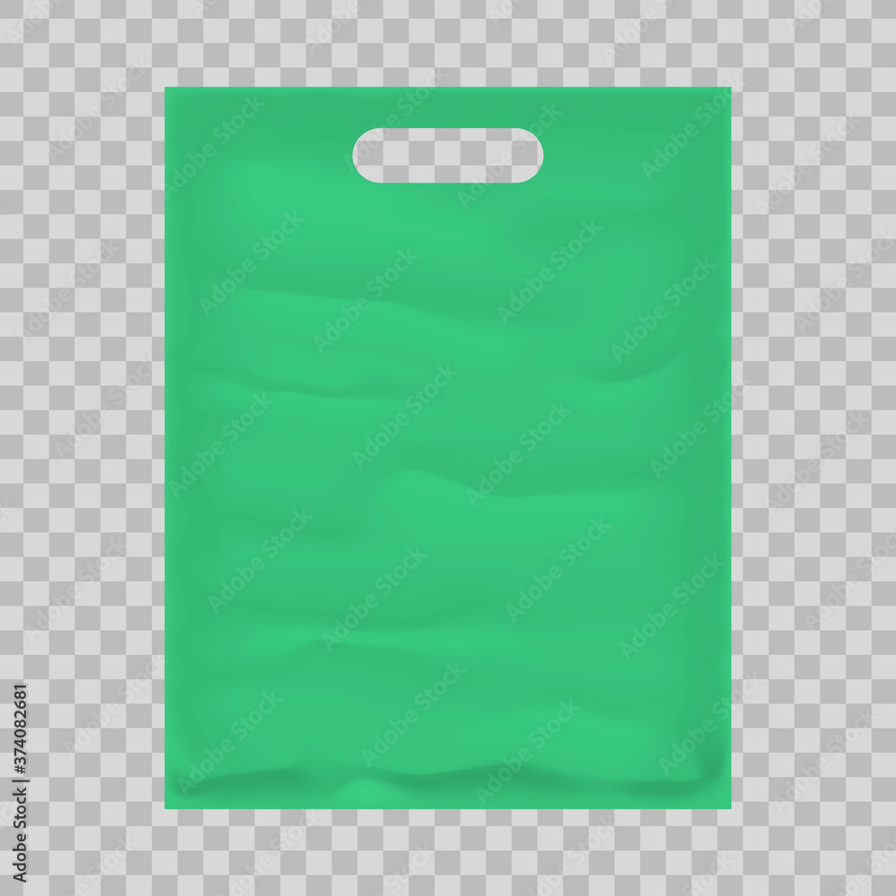 Vector plastic bag template isolated on transparent background. Green ...