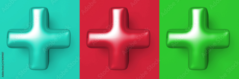 Colorful plus sign 3d illustration Stock Illustration | Adobe Stock