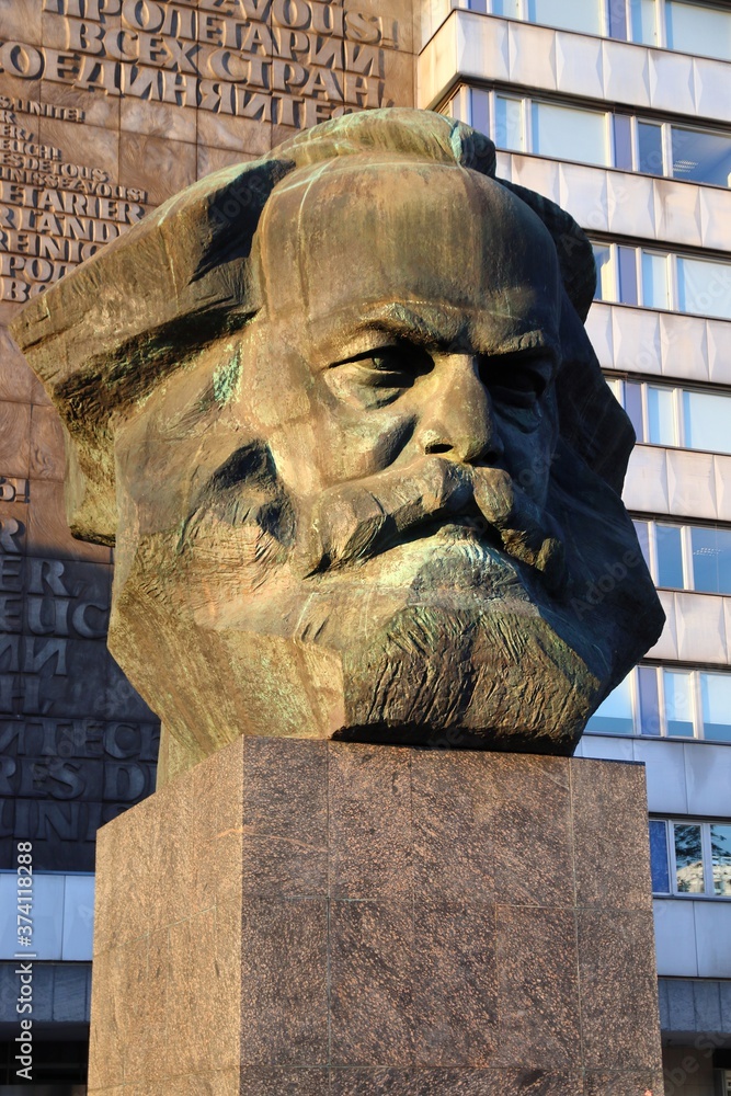 CHEMNITZ, GERMANY - MAY 8, 2018: Karl Marx monument in public space of ...