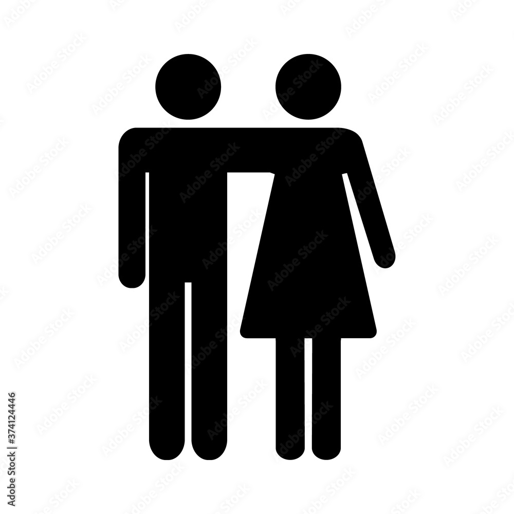 Family icon. Man and woman standing together and embracing each other ...