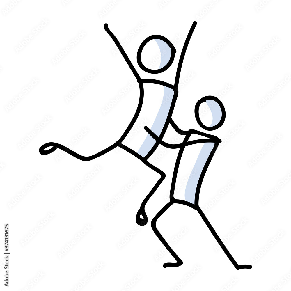 Hand drawn gay men lift stickman ballet dancer concept. Simple outline ...