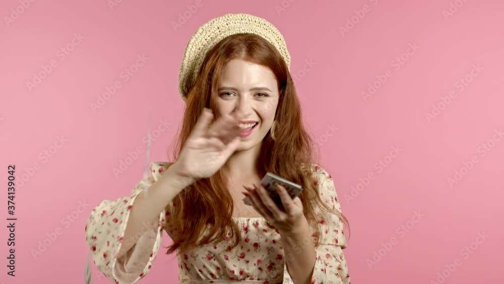 Pretty woman with happy face scatters, waste money. Girl overspend US ...