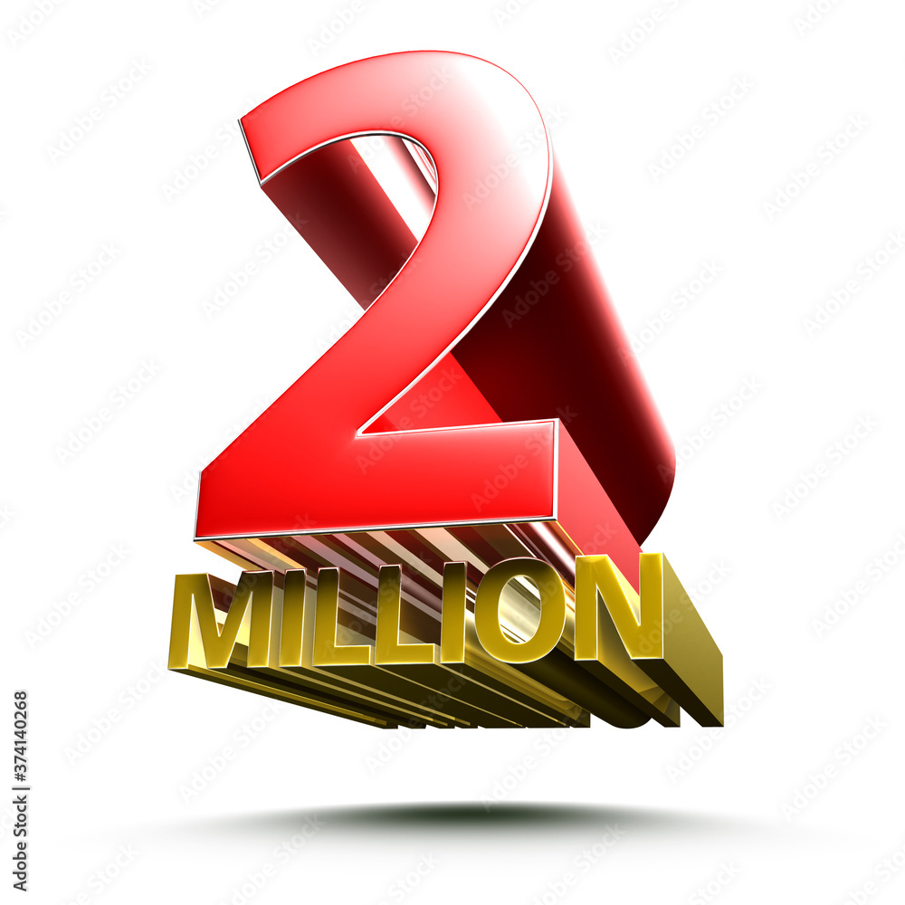 3D illustration 2 million isolated on a white background.(with Clipping ...