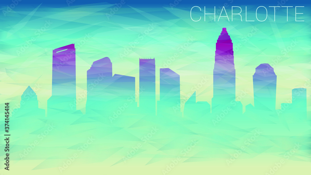 Charlotte North Carolina City USA. Broken Glass Abstract Geometric ...