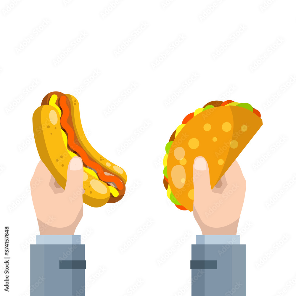 Hands Holding Food Cartoon