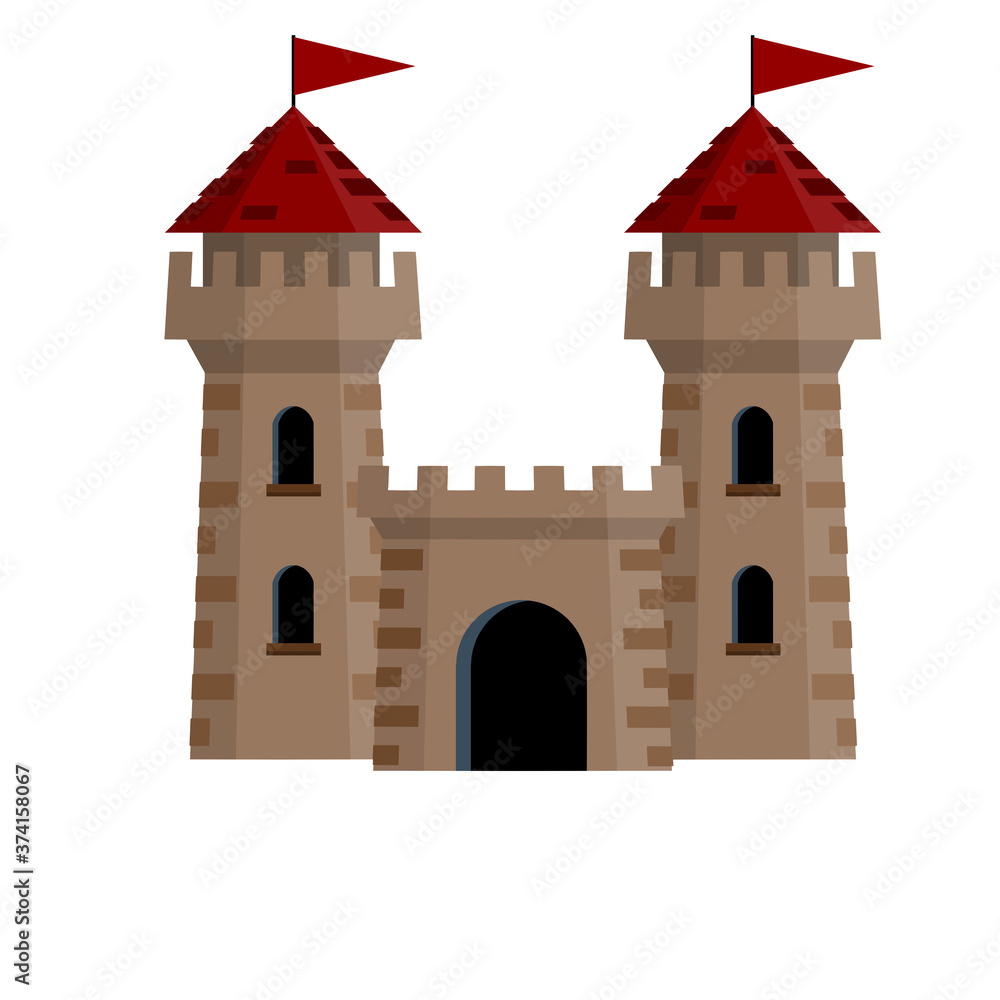 Medieval European stone castle. Knight's fortress. Concept of security ...