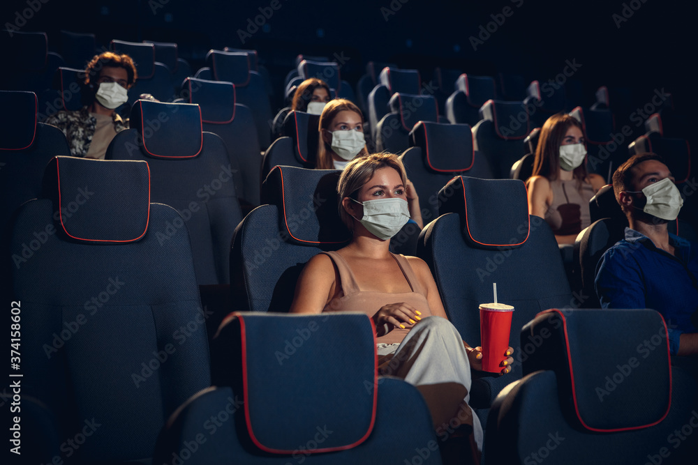 Cinema, movie theatre during quarantine. Coronavirus pandemic safety ...