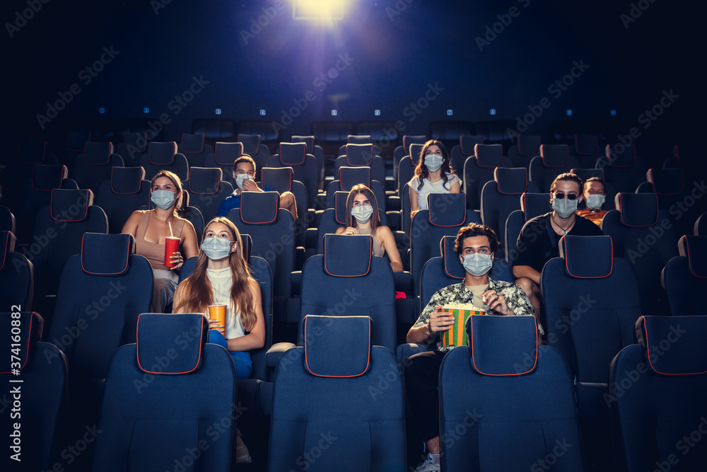 Cinema, movie theatre during quarantine. Coronavirus pandemic safety ...
