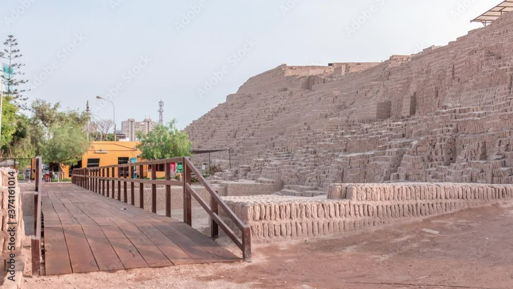 Pyramid of Huaca Pucllana timelapse, pre Inca culture ceremonial ...
