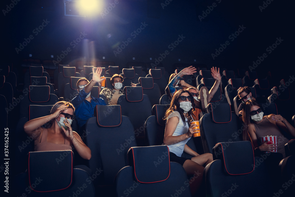 Cinema, movie theatre during quarantine. Coronavirus pandemic safety ...