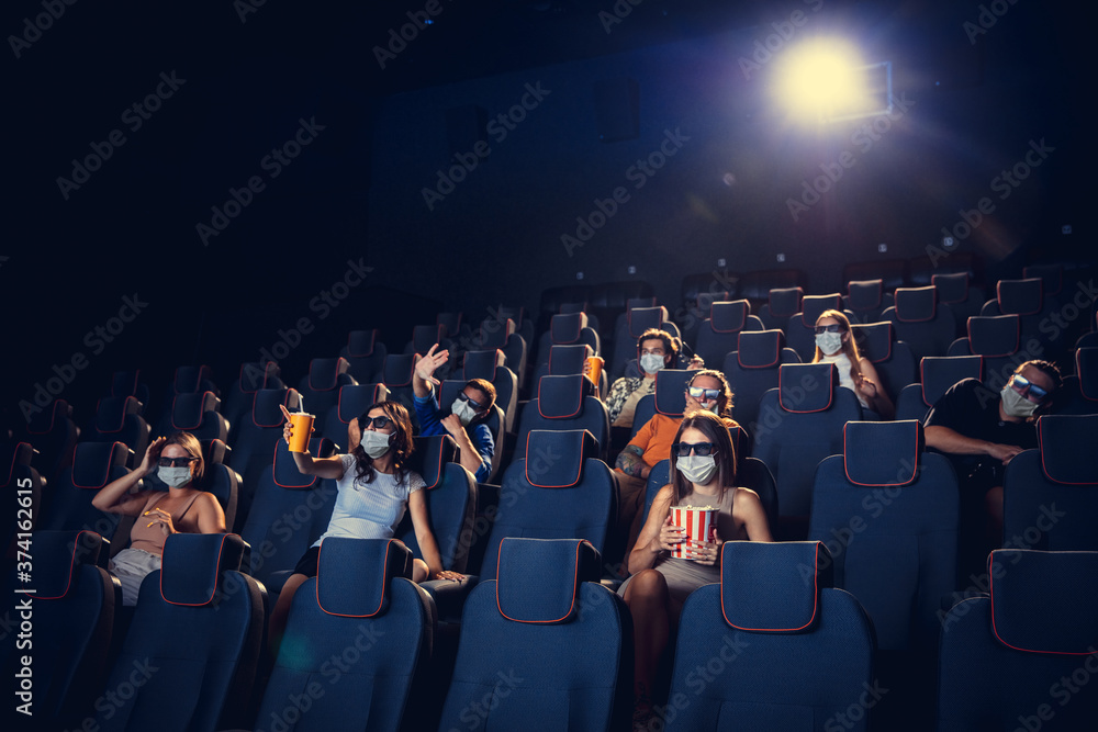 Cinema, movie theatre during quarantine. Coronavirus pandemic safety ...