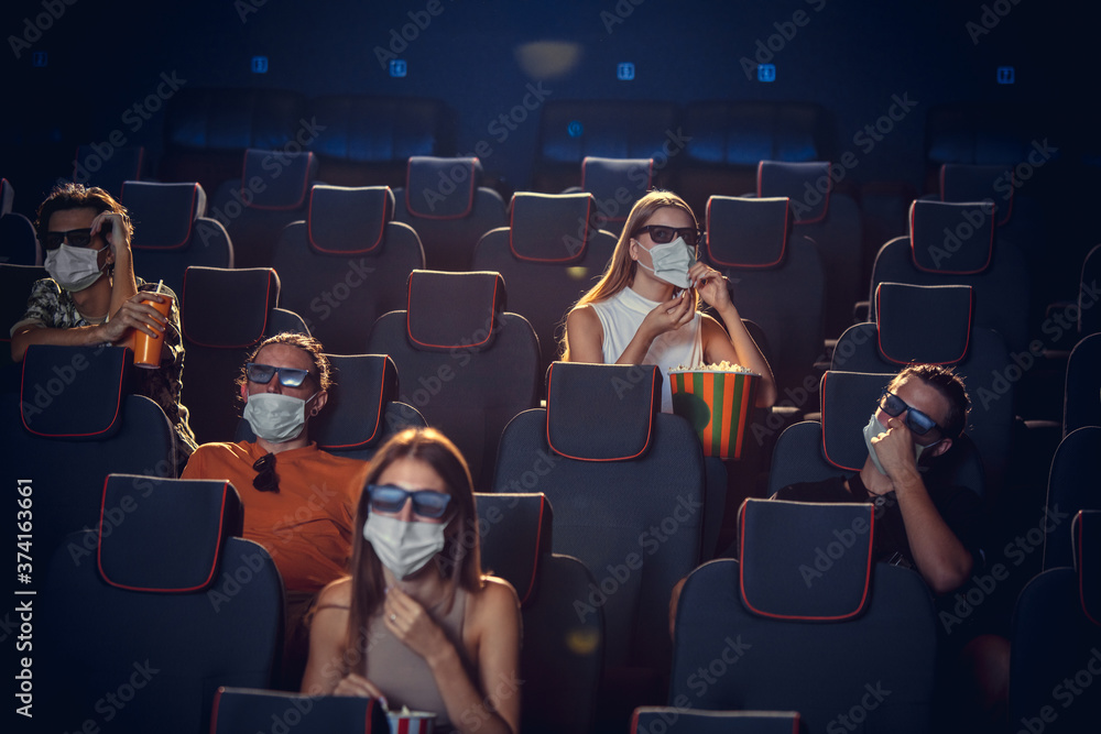 Cinema, movie theatre during quarantine. Coronavirus pandemic safety ...