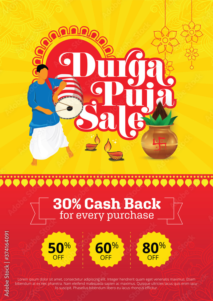 Durga Puja Offer Poster Design Layout Template, Festival Offer A4 ...