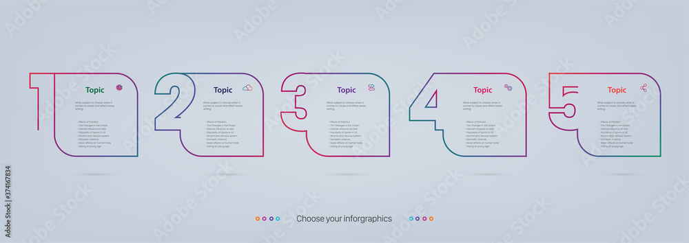 Minimal Modern Minimalist Business Infographics template design of five ...