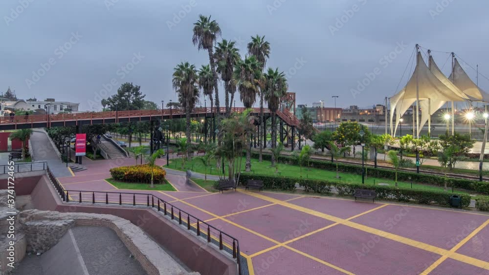 The Muralla Park day to night transition timelapse. It is a public park ...