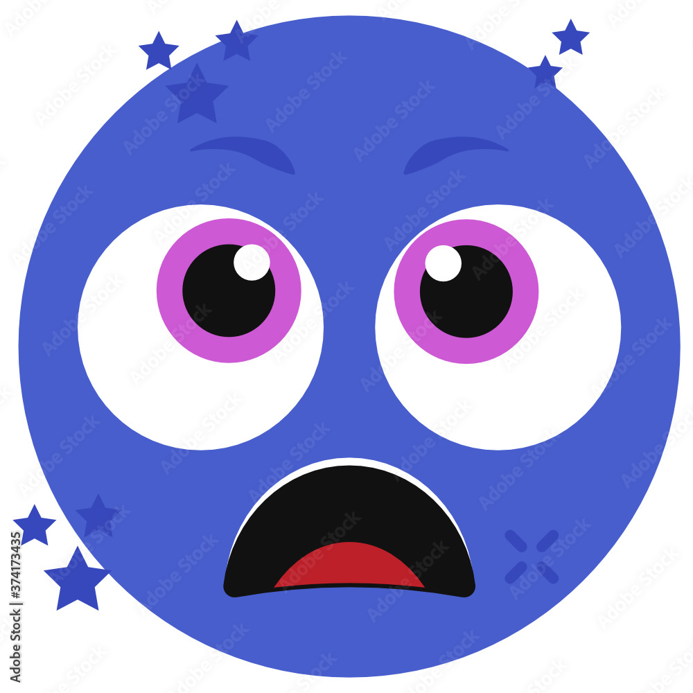 Screaming with shocked emoticon, editable icon in flat style Stock ...
