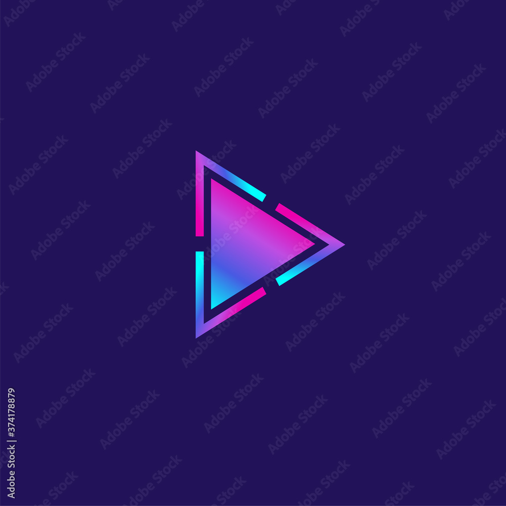 play button in colorful cyberpunk graphic Stock Vector | Adobe Stock