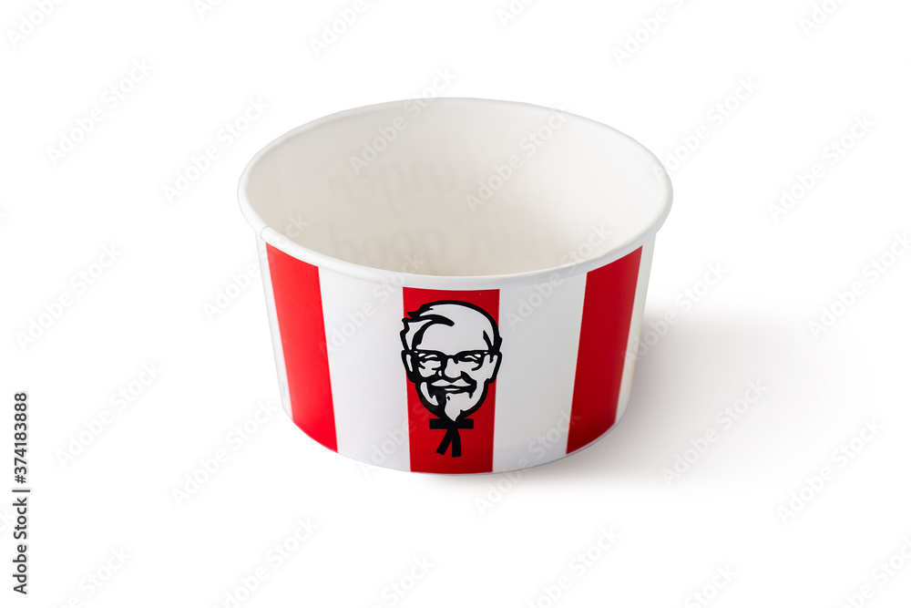 BANGKOK, THAILAND - August 24, 2020: KFC fried chicken bucket on white ...