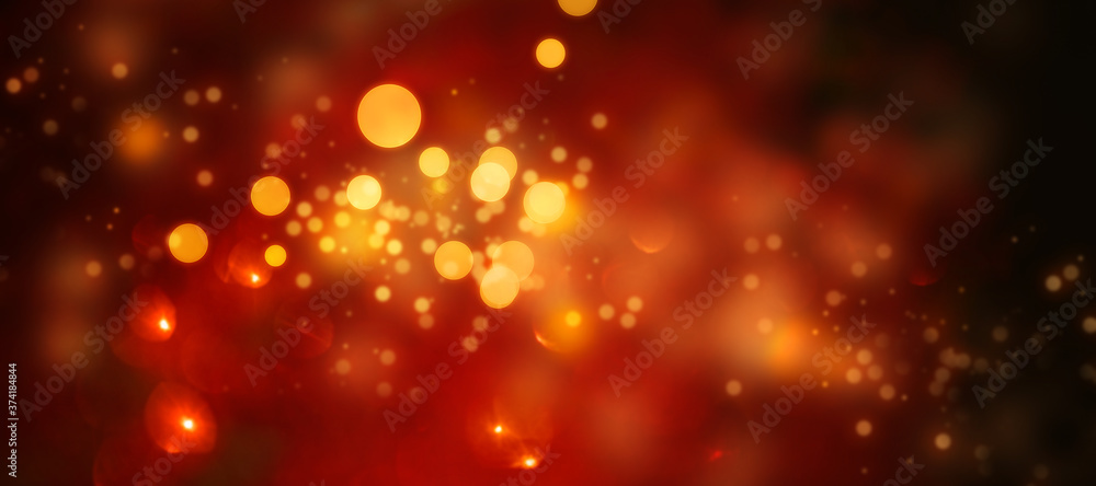 Luminous dark red background with golden light effects. Horizontal ...