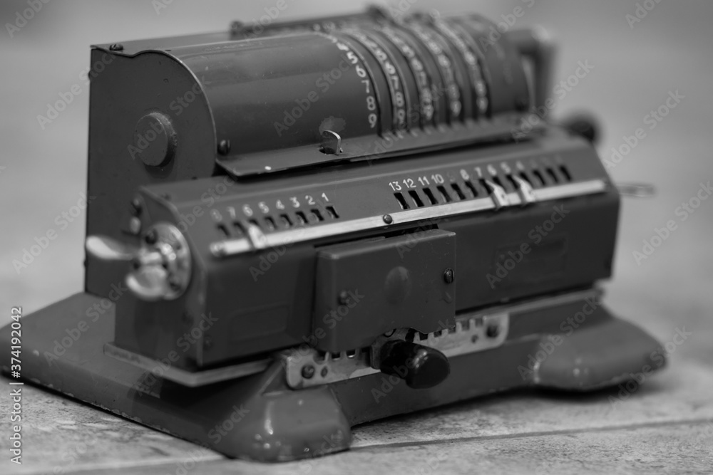 Old Soviet metal mechanical retro calculator adding machine for ...