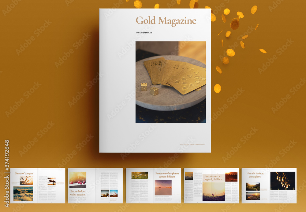 Gold Magazine Layout Stock Template | Adobe Stock