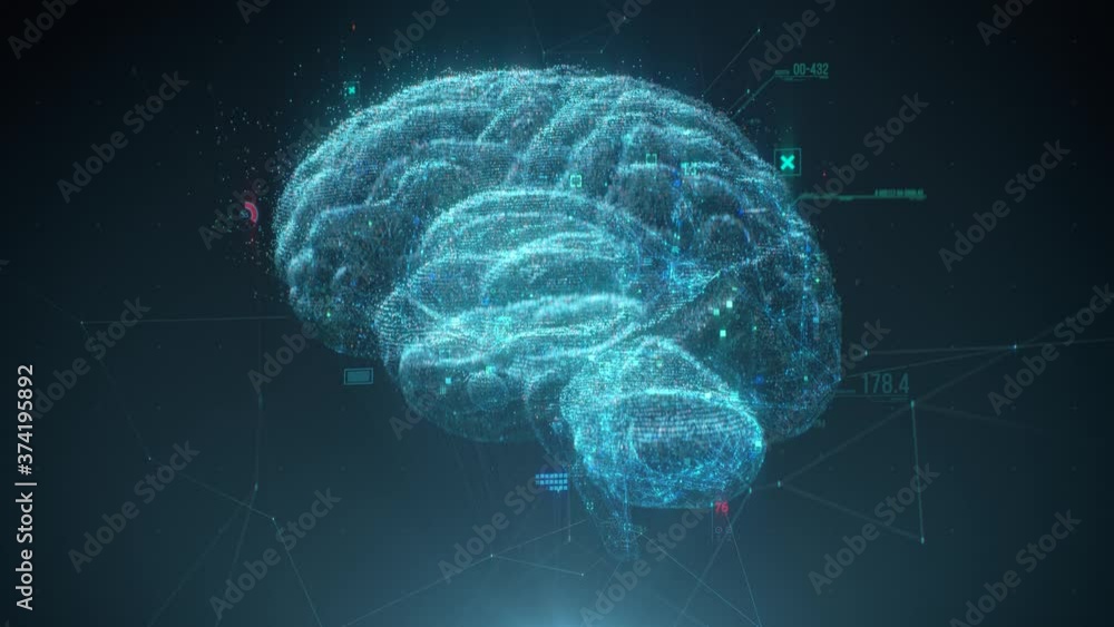 Futuristic human brain interface concept. Brain scan technology ...