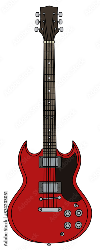 The vectorized hand drawing of a red electric guitar Stock Vector ...