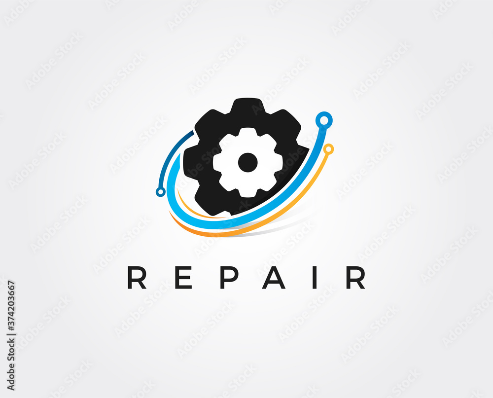 minimal gear logo template - vector illustration Stock Vector | Adobe Stock