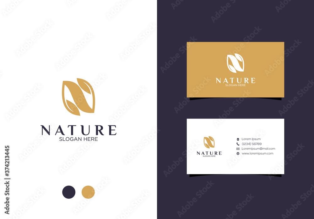 Initial N nature logo design and business cards Stock Vector | Adobe Stock
