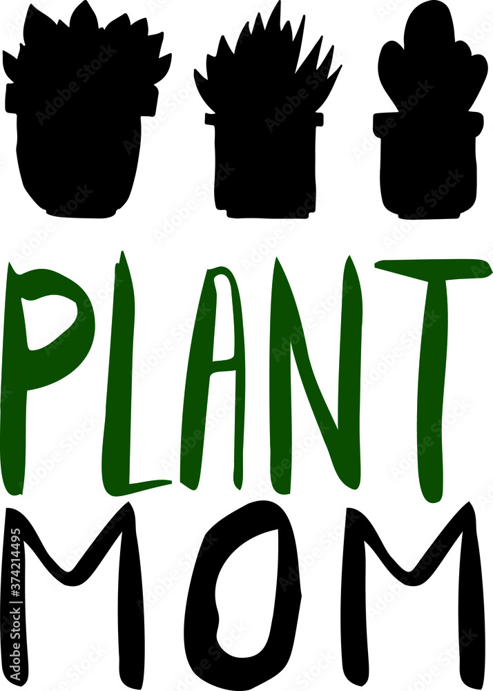 vector illustration of a happy birthday card. Plant mom. Hand drawn ...