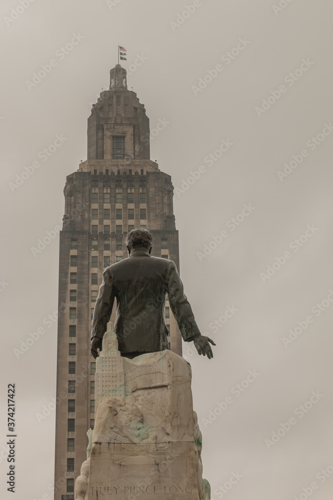 Statue and Graves Site of Huey P. Long Facing The State Capitol ...