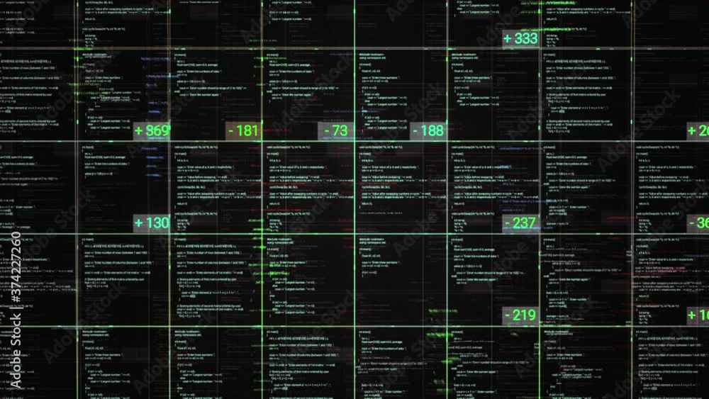 Programming Blocks Of Code On Black Background Seamless Loop Animation Abstract Computer