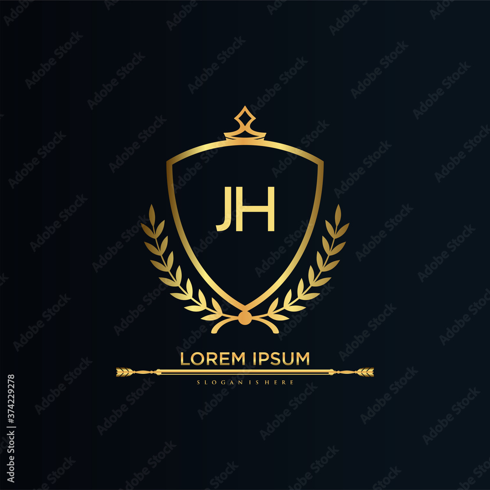 JH Letter Initial with Royal Template.elegant with crown logo vector ...