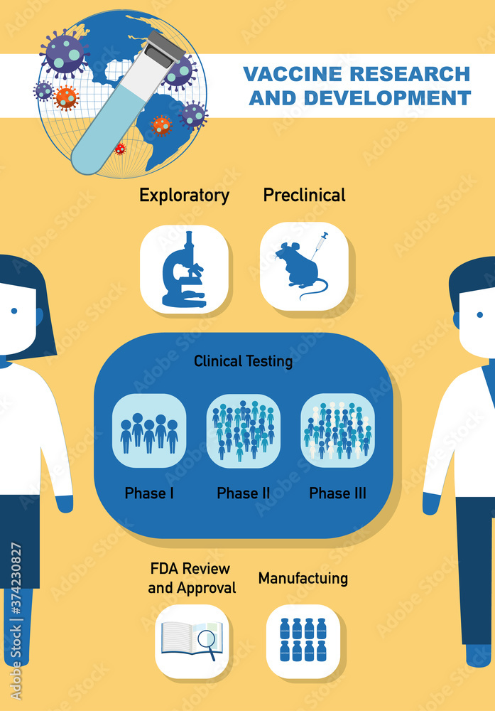 Vaccine research and development infographic Stock Vector | Adobe Stock