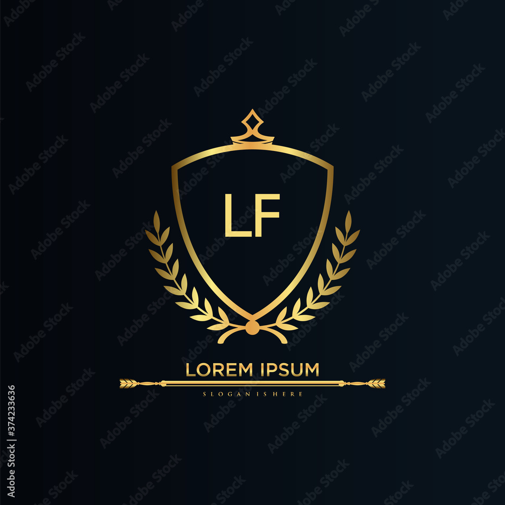 LF Letter Initial with Royal Template.elegant with crown logo vector ...