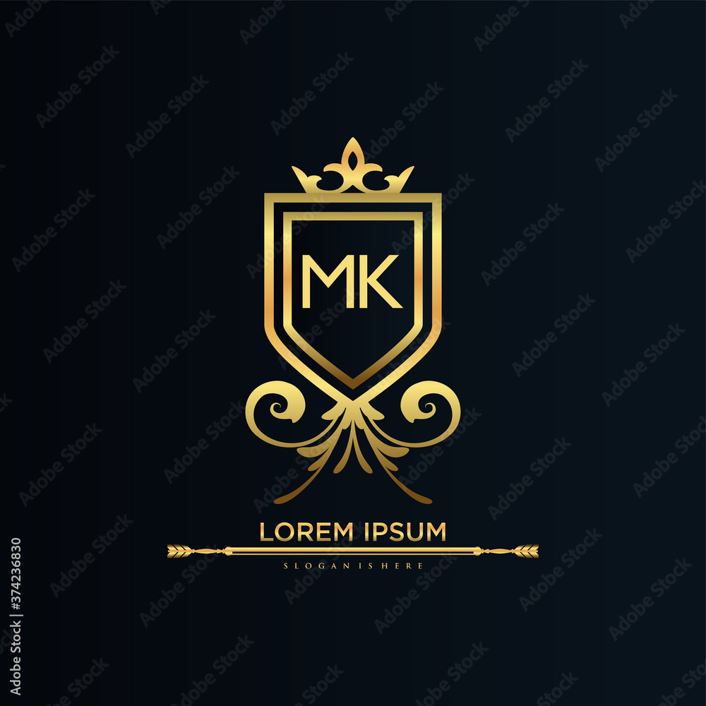 MK Letter Initial with Royal Template.elegant with crown logo vector ...