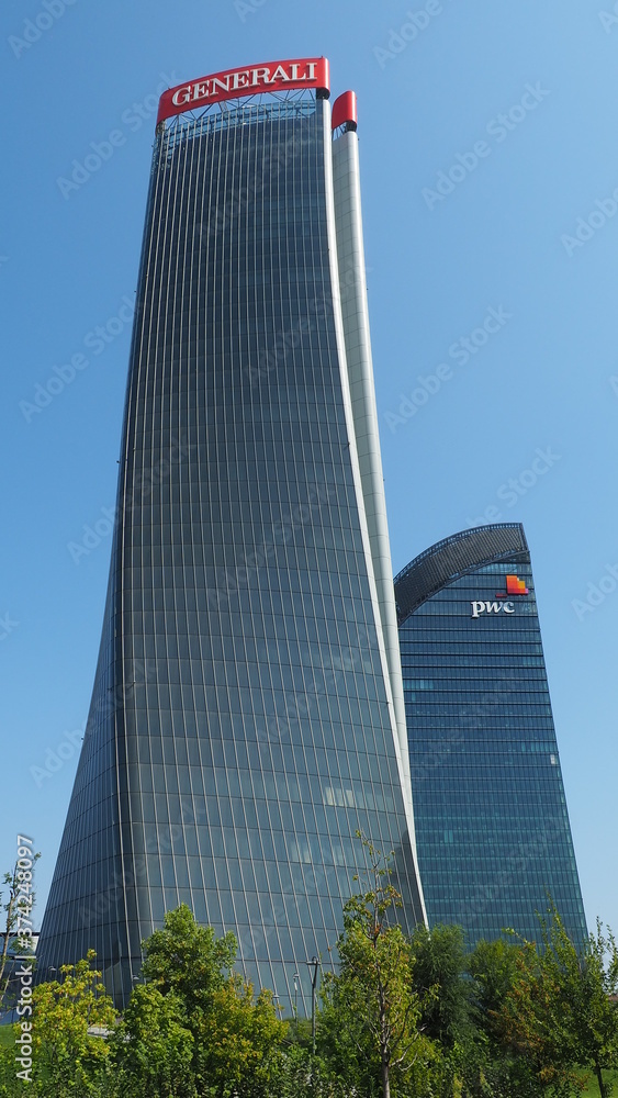 Milano, Italy. The iconic Generali tower at CityLife district designed ...