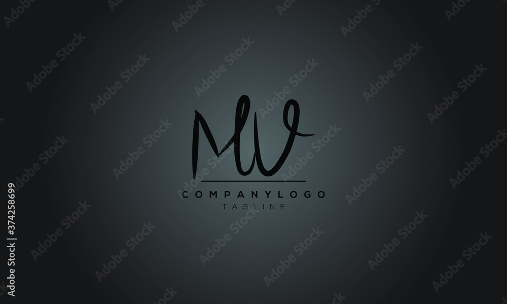 MV VM SIGNATURE Abstract initial monogram letter alphabet logo design ...