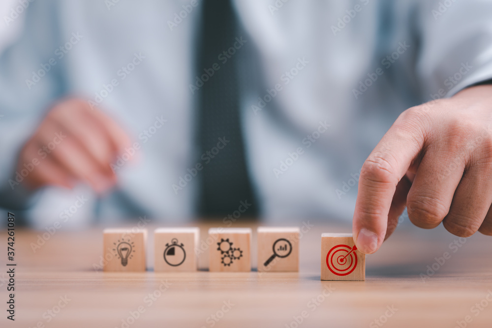 Business development strategy and action plan concept. hand arranging ...