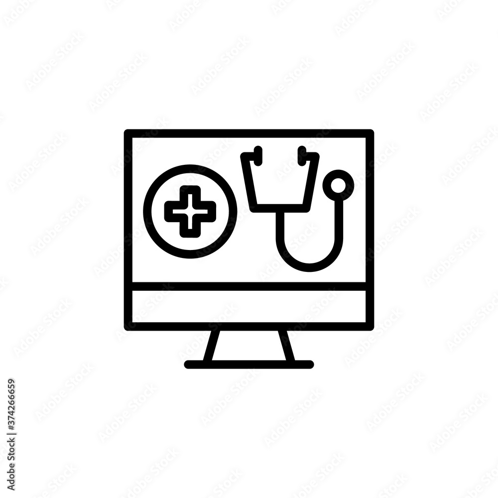 medical computer icon black design Stock Vector | Adobe Stock