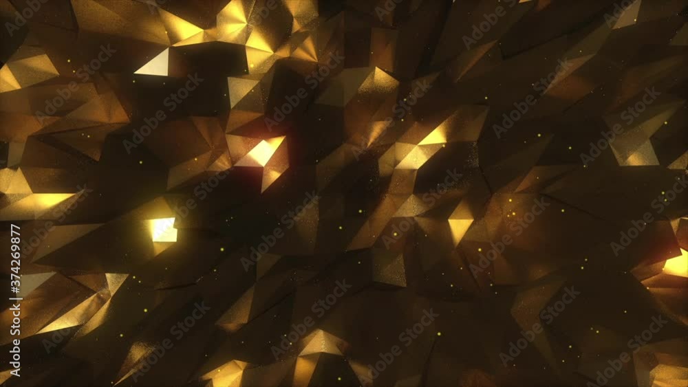 Dark Gold motion graphics video background features low-poly dark gold ...